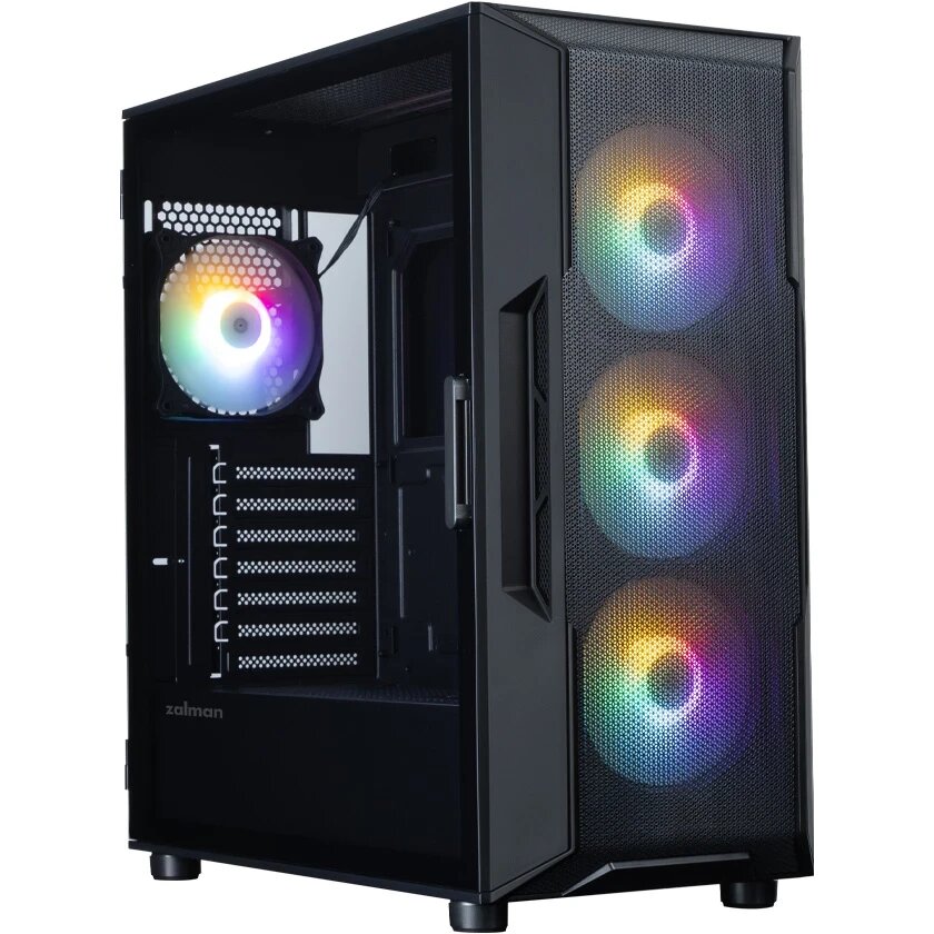 Корпус ZALMAN i3 Neo V2, ATX, Black, Front Mesh, Window, 2xCombo (3.5" or 2.5"), 1x2.5", 1xUSB Type C, 1xUSB3.0, Front 3x120mm FRGB, Rear 1x120mm FRGB