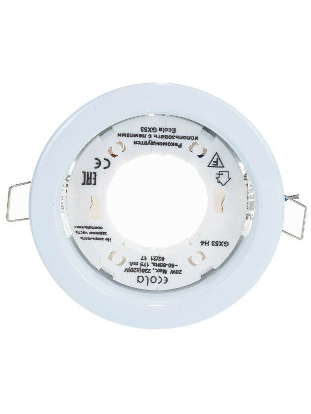 Встраив. потол. свет-к Ecola GX53 H4 белый 38x106 1 шт в инд упак