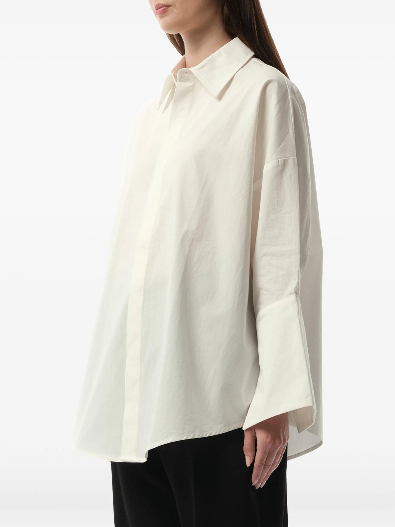 Рубашка Fax Copy Express Oversized flared-sleeve shirt, размер 46, бежевый/белый — фото 1
