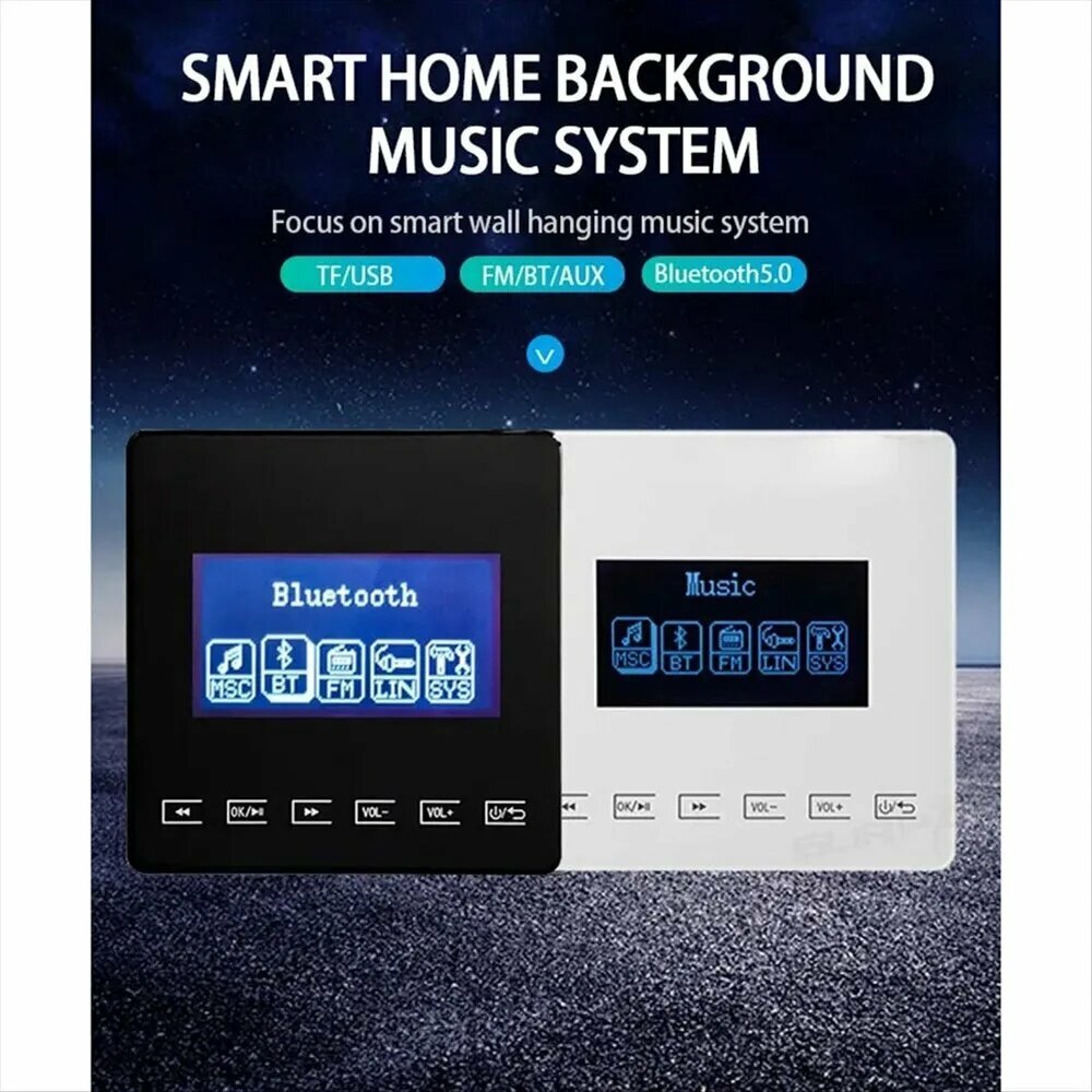 86 Bluetooth Mini Home Фоновая музыкальная система совместима с настенным усилителем с сенсорной кнопкой для FM TF, черная