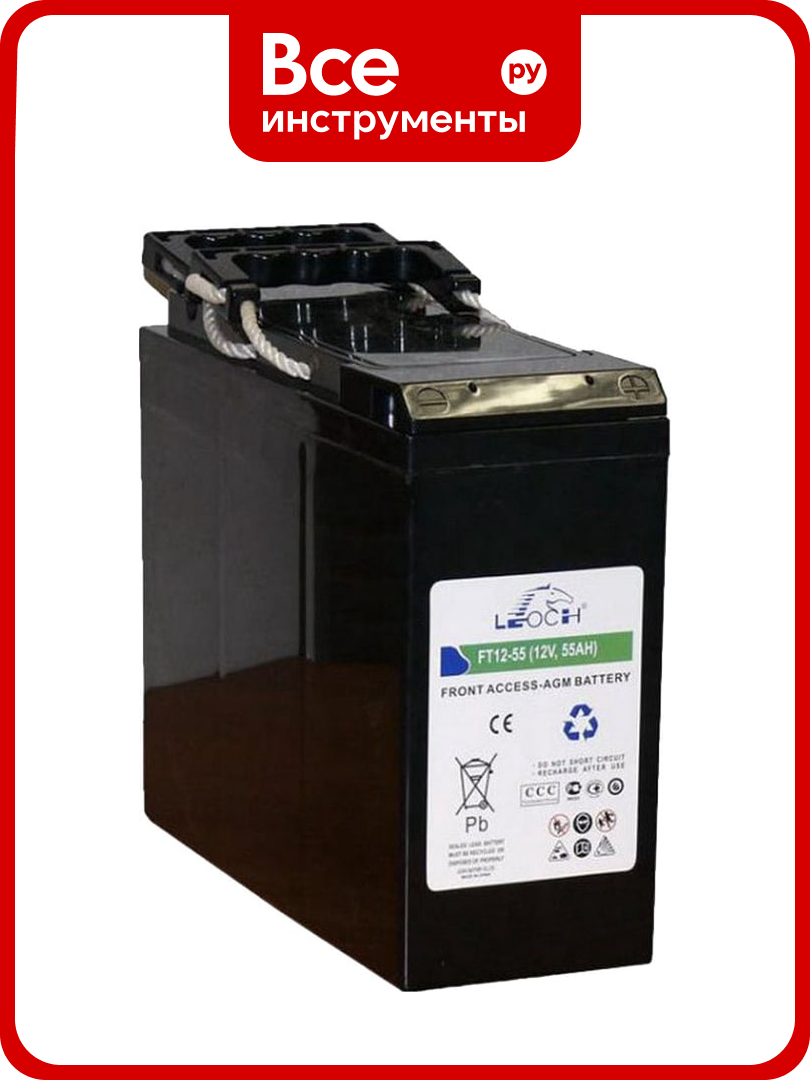 Аккумулятор фронт-терминальный Leoch FT12-55 12В, 55 Ач УТ-00000647, 12 обратная полярность технология