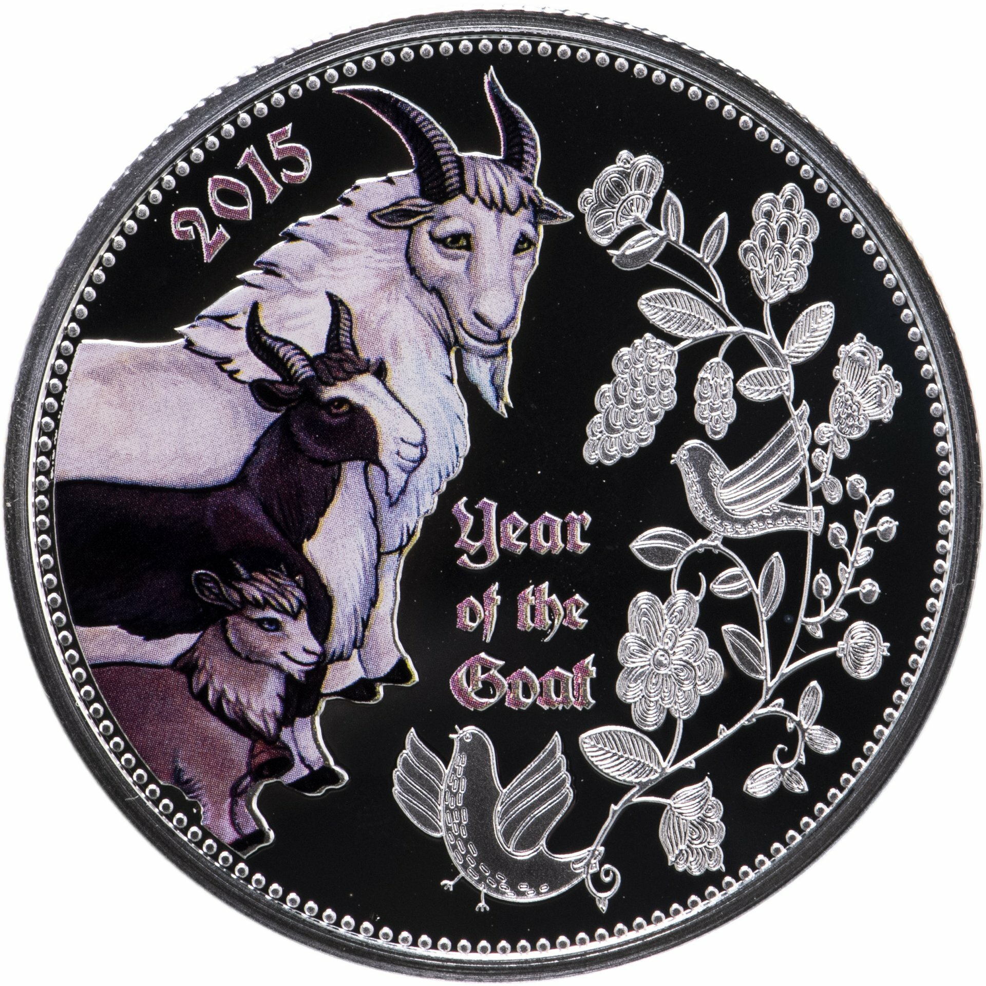 Республика Конго 1000 франков 2015 Proof "Восточный гороскоп - лунный календарь - Год козы", Серебро 999