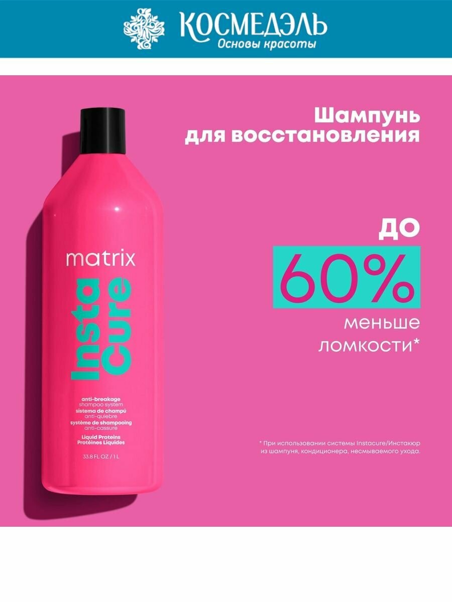 Matrix Профессиональный шампунь для восстановления волос с жидким протеином Total Results Instacure, 1000 мл