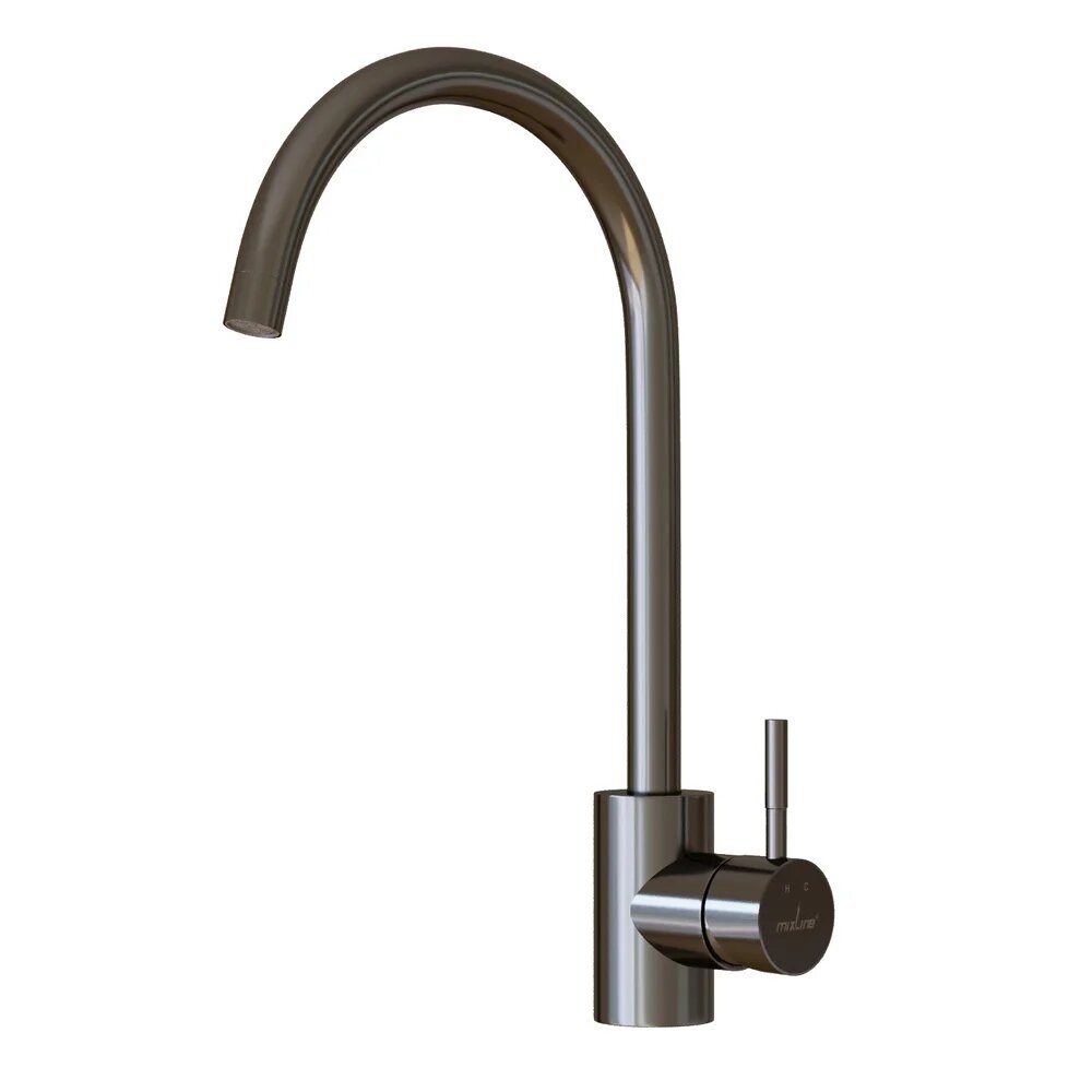 Смеситель для кухни 35k MIXLINE MLSS-0303BL трубчатый излив, черный графит