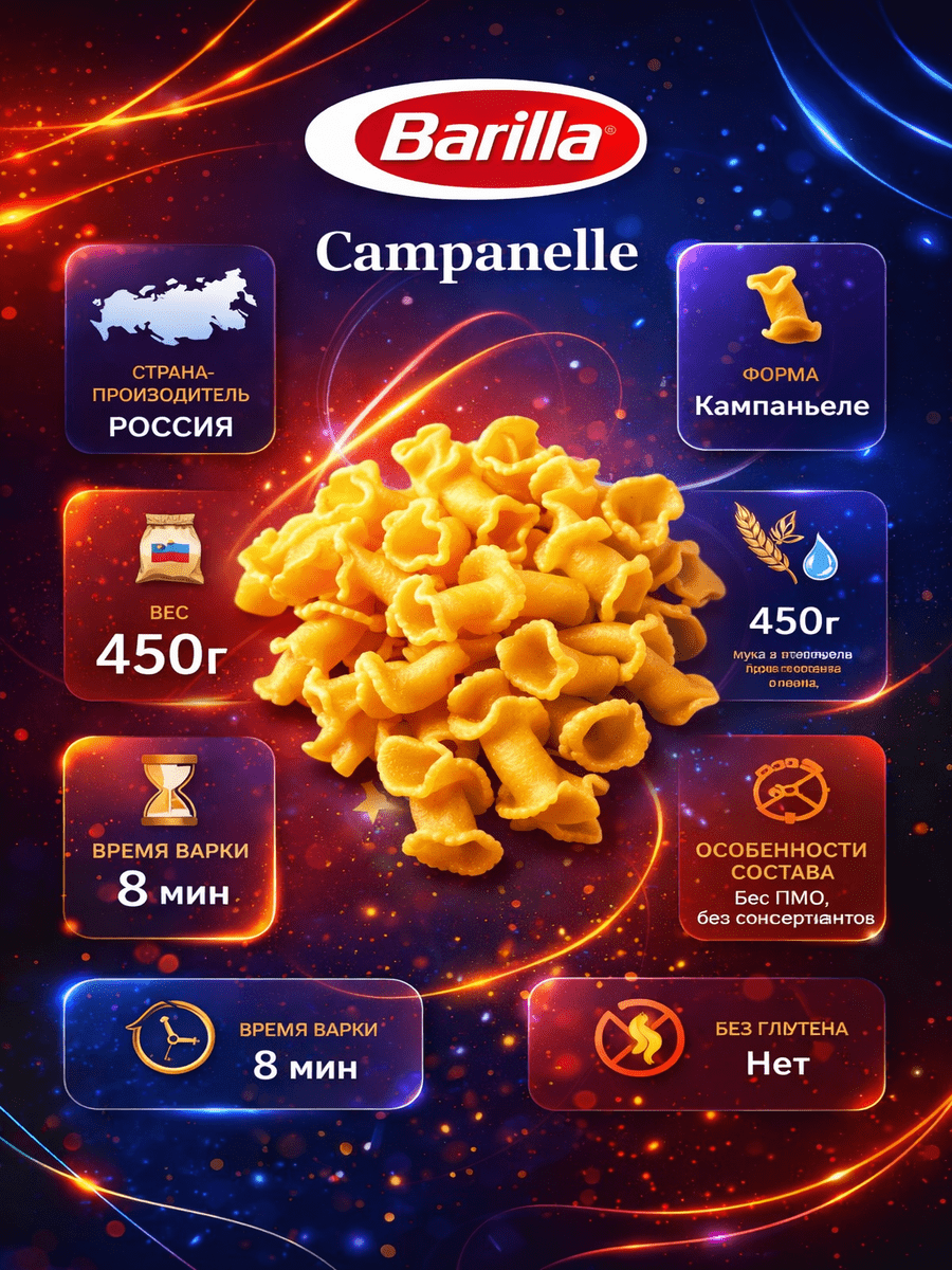 Макароны BARILLA Campanelle из твердых сортов пшеницы, 450г