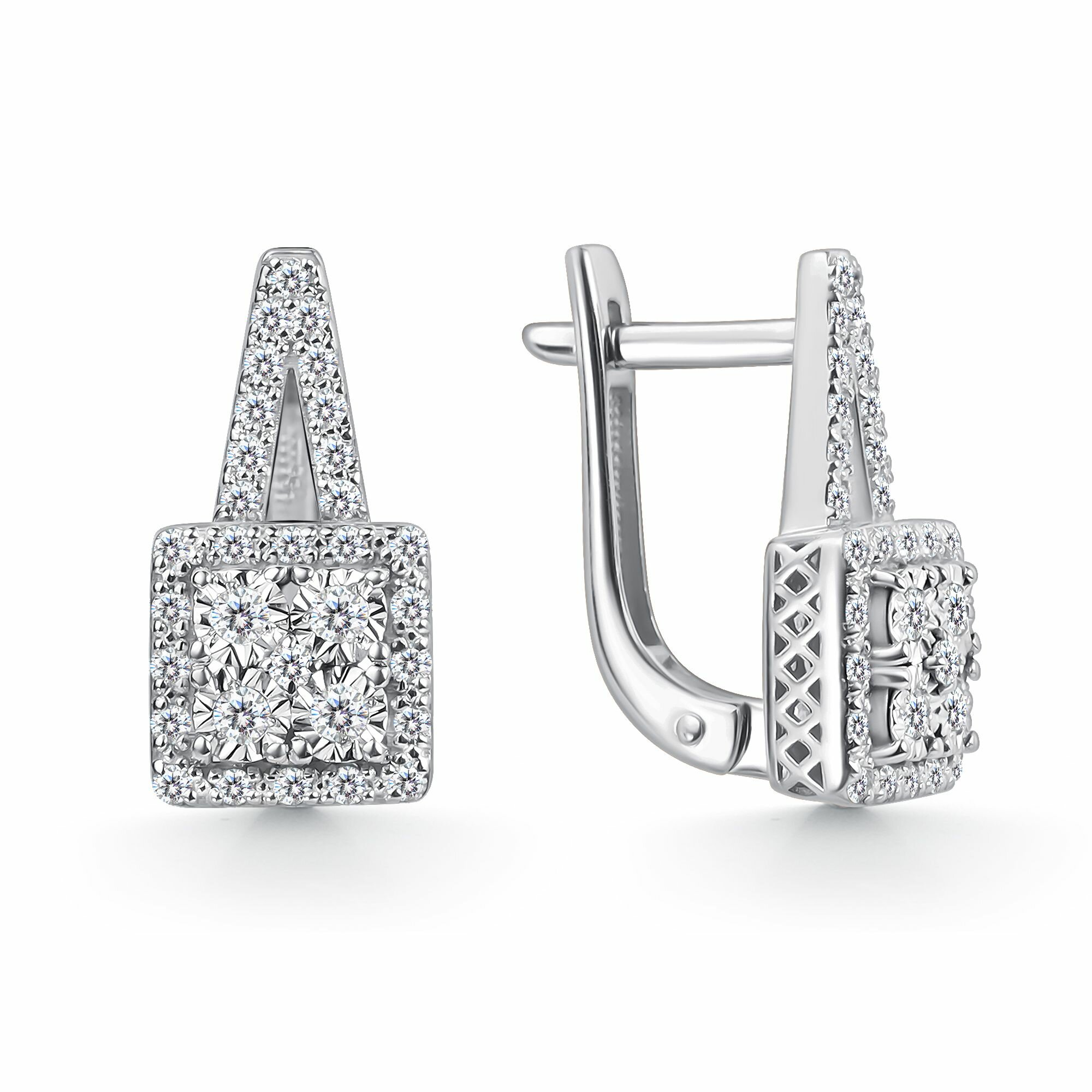 Серьги, белое золото, 585 проба, бриллиант