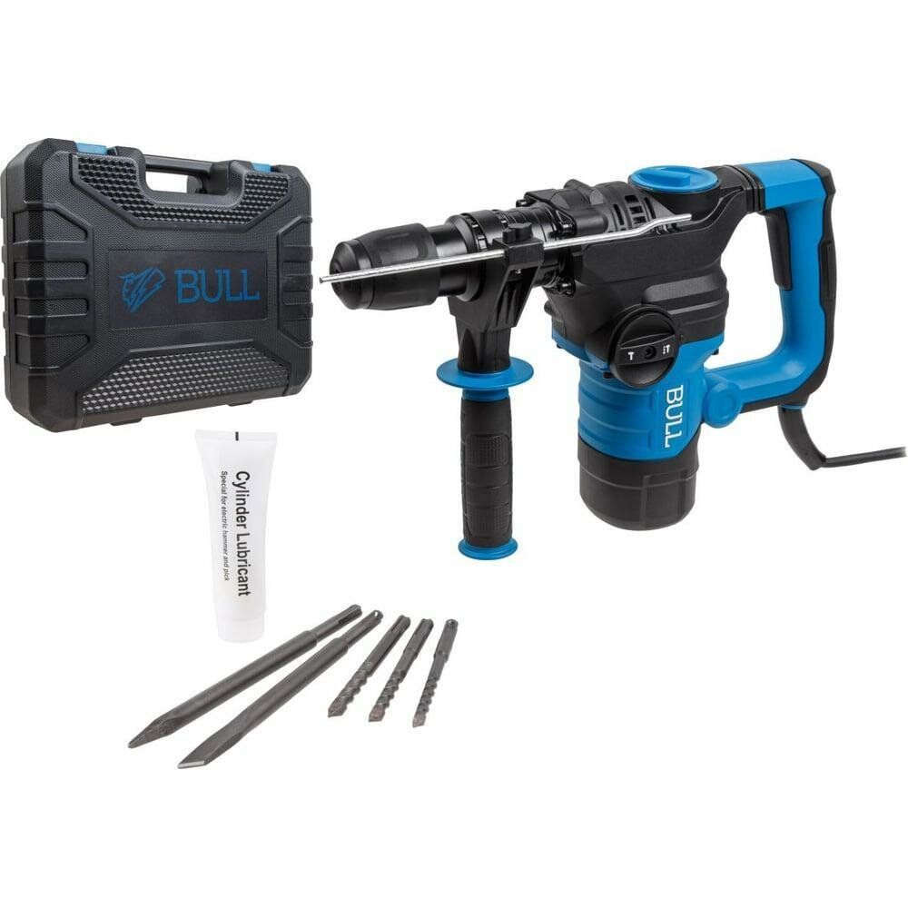 BULL Перфоратор BH 3202 в чем. 1500 Вт, 6,5 Дж, 32 мм, 2 реж. + 2 зуб, 3 сверла, SDS-plus 1325783