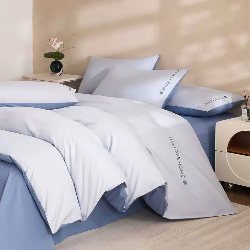 Комплект постельного белья Heilan Home из 100% чистого хлопка, включающий пододеяльник, простыню и наволочку, 4