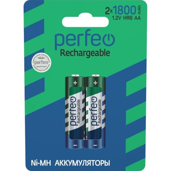 Аккумулятор Ni-MH Perfeo AA1800mAh/2BL, тип AA, 2шт, блистер