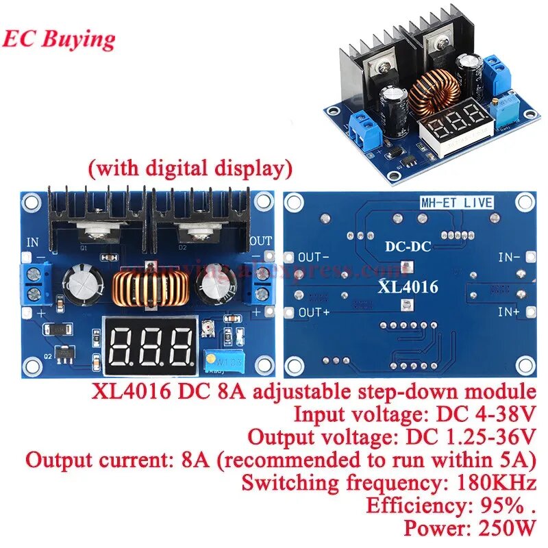 Регулятор напряжения XL4016 EC Buying Синий, Module With Display