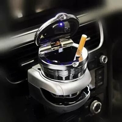 Металлическая автомобильная пепельница серебристого цвета с креплением на вентилятор, 1 шт. автомобильный аксессуар