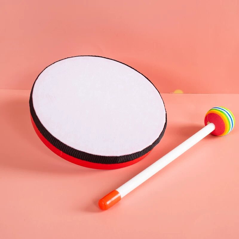 Музыкальный инструмент Lollipop Drum 8inch (орфовский), ручной барабан, ударный инструмент для детей, развивающая