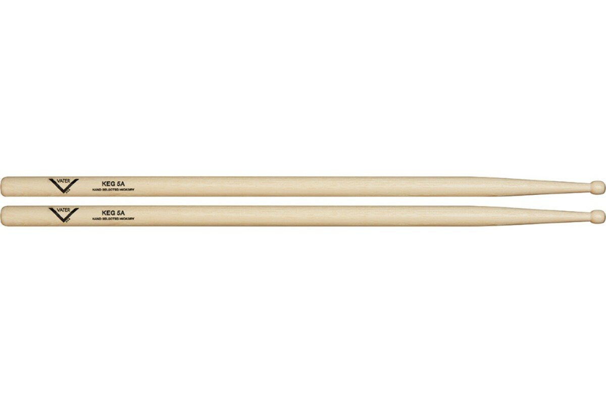 VATER VHK5AW Keg 5A барабанные палочки, материал: орех, L=16" (40.64см), D=.570" (1.45см), деревянная головка.
