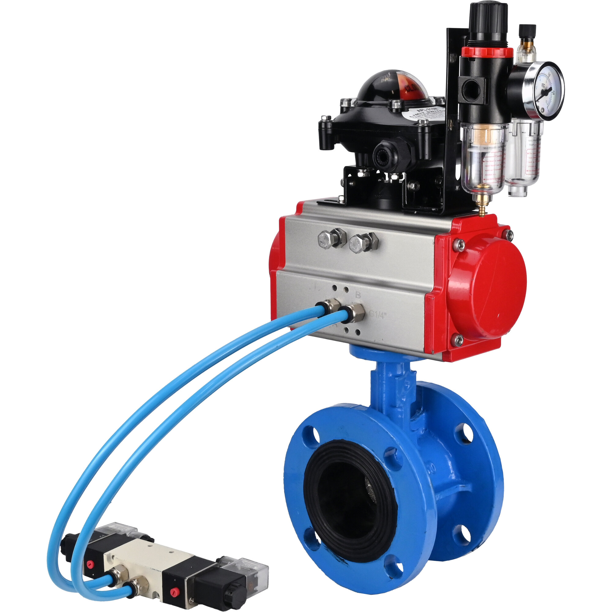 Затвор DN.ru GGG40-GGG40-EPDM-2W-F-H Ду100 Ру16, с пн. прив. DA-105, пн. распр. PND1-T10-220VAC NAMUR, БКВ LSB-210, БПВ