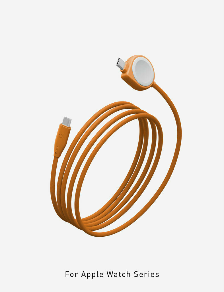 Кабель EnergEA Flow DUO WATCH, 2-IN-1 USB-C to USB-C/Apple Watch Cable 480MBPS, 60W 1.5M. Оранжевый (ORANGE)