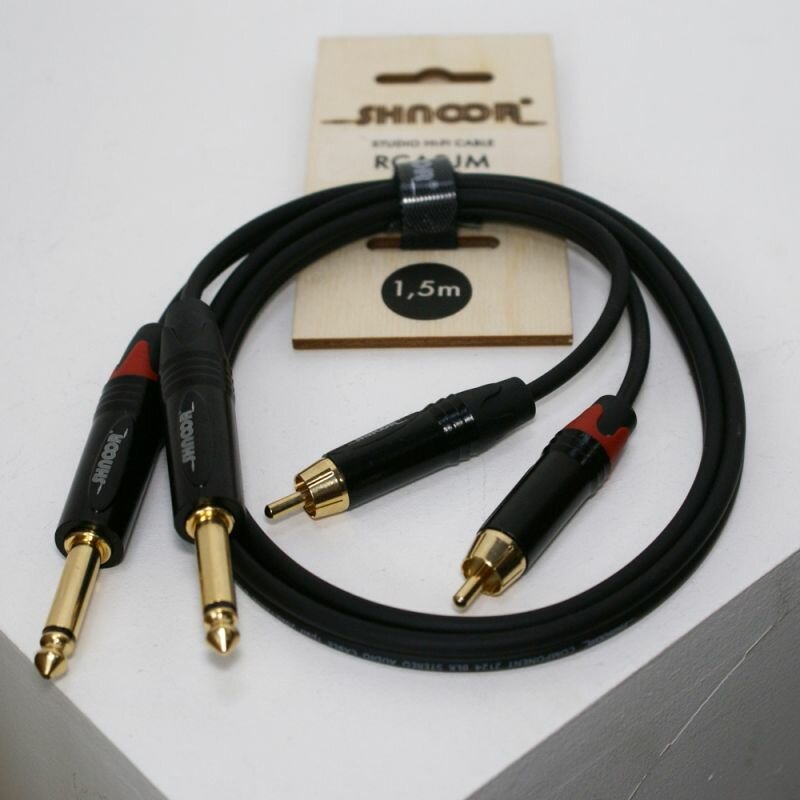 Кабель SHNOOR RCA2JM, компонентный, RCA-jack 6,3 мм, длина 1 м