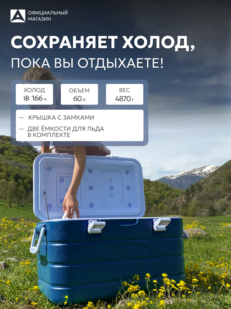 Термоконтейнер для рыбалки с ручками 60 л Арктика 2000/термобокс для еды