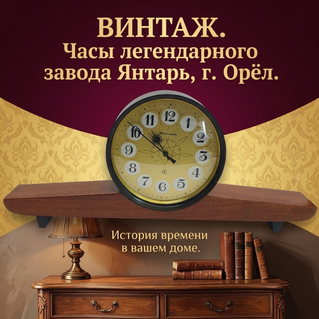 Часы кварцевые "Янтарь", рабочие, пластик, дерево, СССР