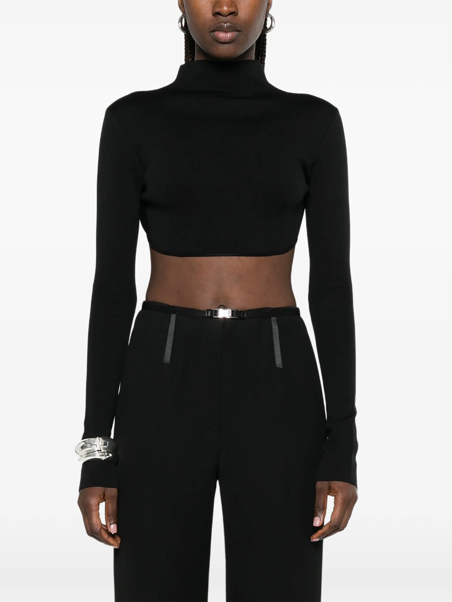 Топ MUGLER Cut-out cropped top, размер XS, черный — фото 1