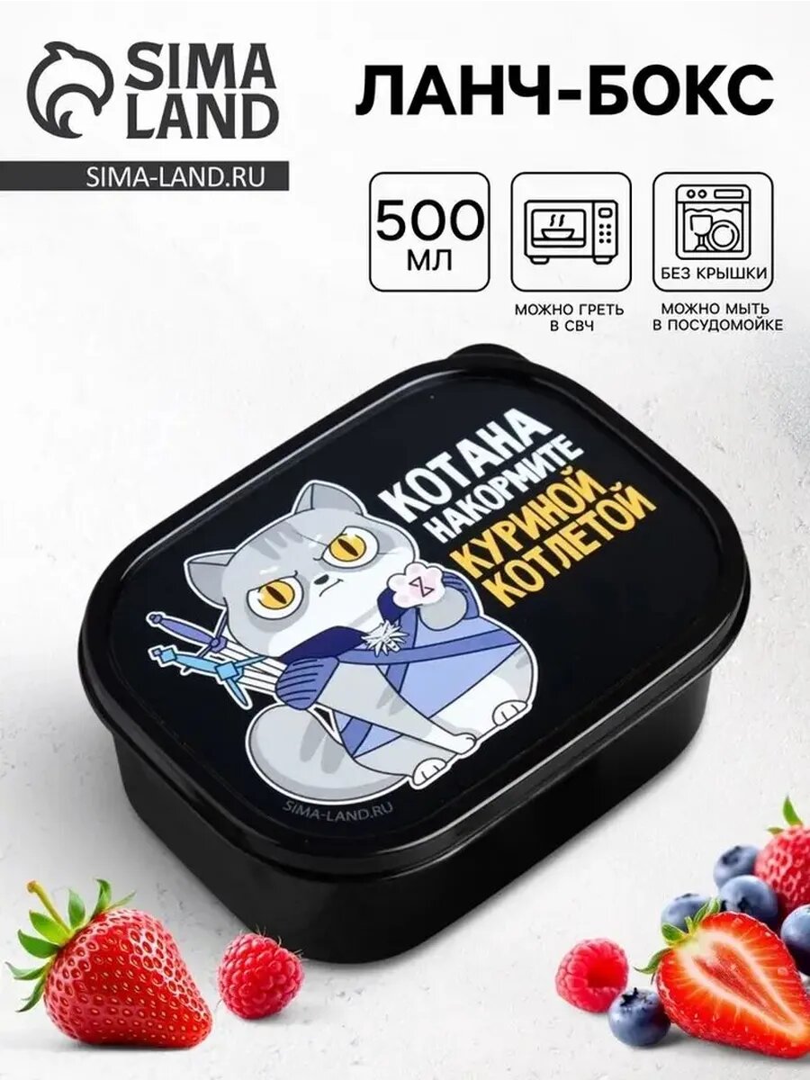 Практичный пластиковый ланч-бокс с рисунком