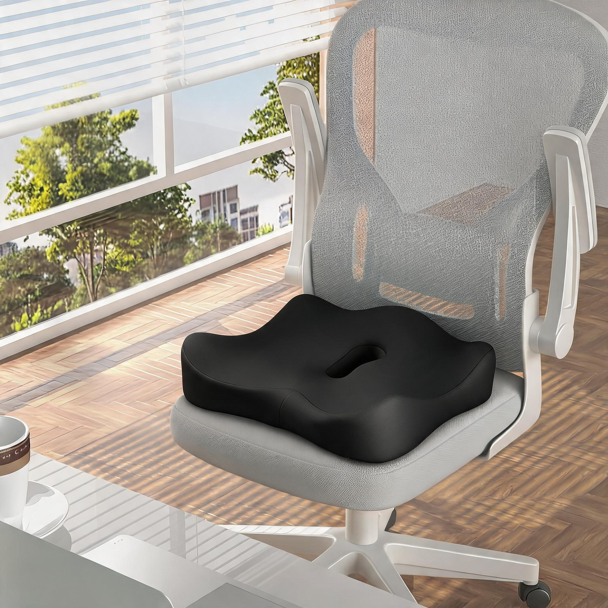 【Ergonomic Office Seat Cushion】3-Zone Memory Foam Lumbar Support Pillow Breathable Posture Corrector for Car Office Wheelchair