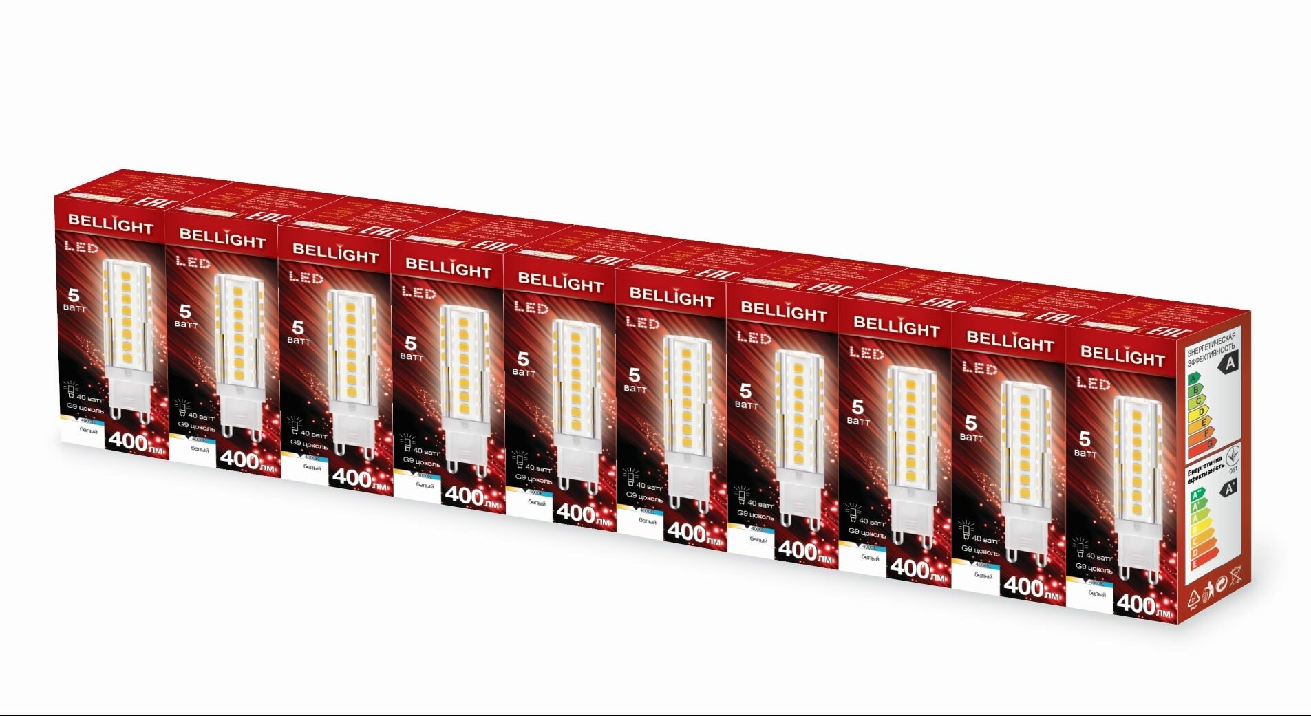 Лампа светодиодная Bellight G9 5W 400Lm 4000K ,10 штук в комплекте