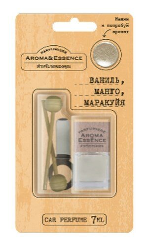 Освежитель (ароматизатор) на дефлектор AROMA&ESSENCE Ваниль, Манго, Маракуйя в стеклянном флаконе 7мл