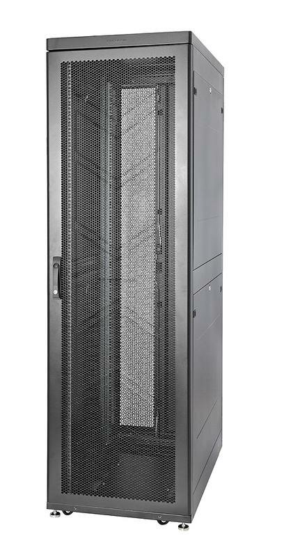 Шкаф Rackcenter D9000 42U 600х1000 передн. дверь перфорир. одностворчат; задн. дверь перфорир. двухстворчат. черн. Eurolan 60F-42-6A-94BL