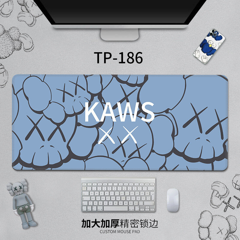 Коврик для мыши Kaws "Улица Сезам", игровой коврик, утолщенный креативный нескользящий коврик с фиксацией по краям, настольный коврик 40*90*0.3 см