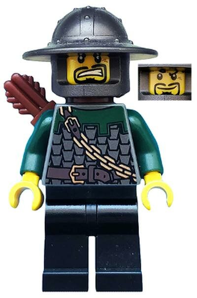 Минифигурка Lego cas488 Kingdoms - Dragon Knight Scale Mail with Chain and Belt, Helmet with Broad Brim, Quiver
