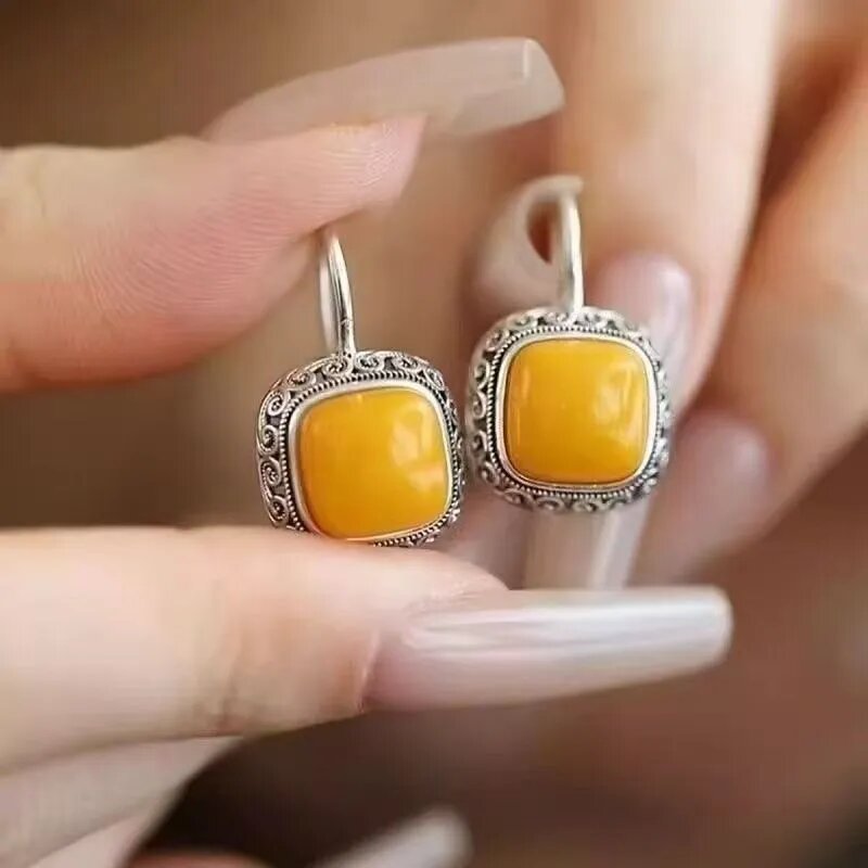 Серьги, янтарь