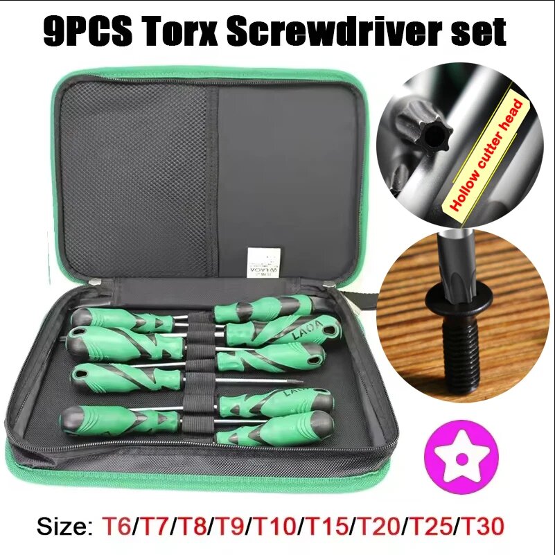 LAOA набор отверток Torx T6-T30, 9 шт, цвет LA614T06-30C
