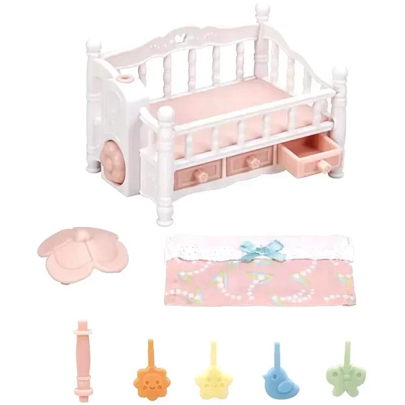 Набор Sylvanian Families: Детская кроватка с аксессуарами, розовый