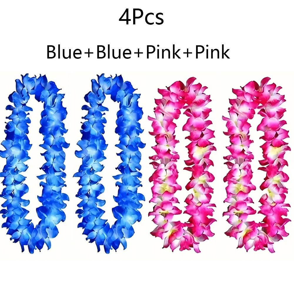 4 шт. шелковые гавайские венки Surpsea, розовый, синий No.10 4Pcs
