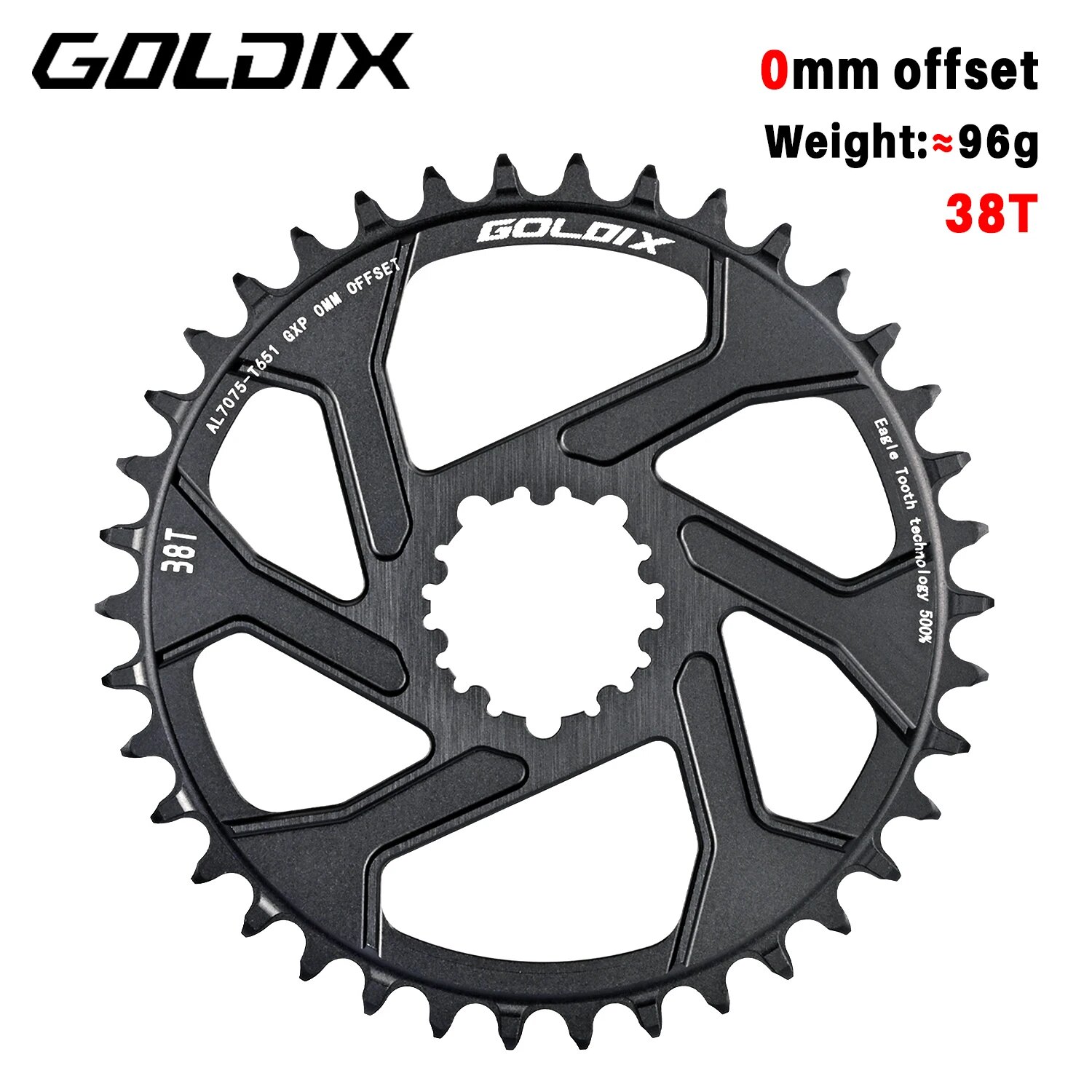 GOLDIX Велосипедная Звездочка Алюминий 30/32/34/36/38T BMX 0mm offset 38T