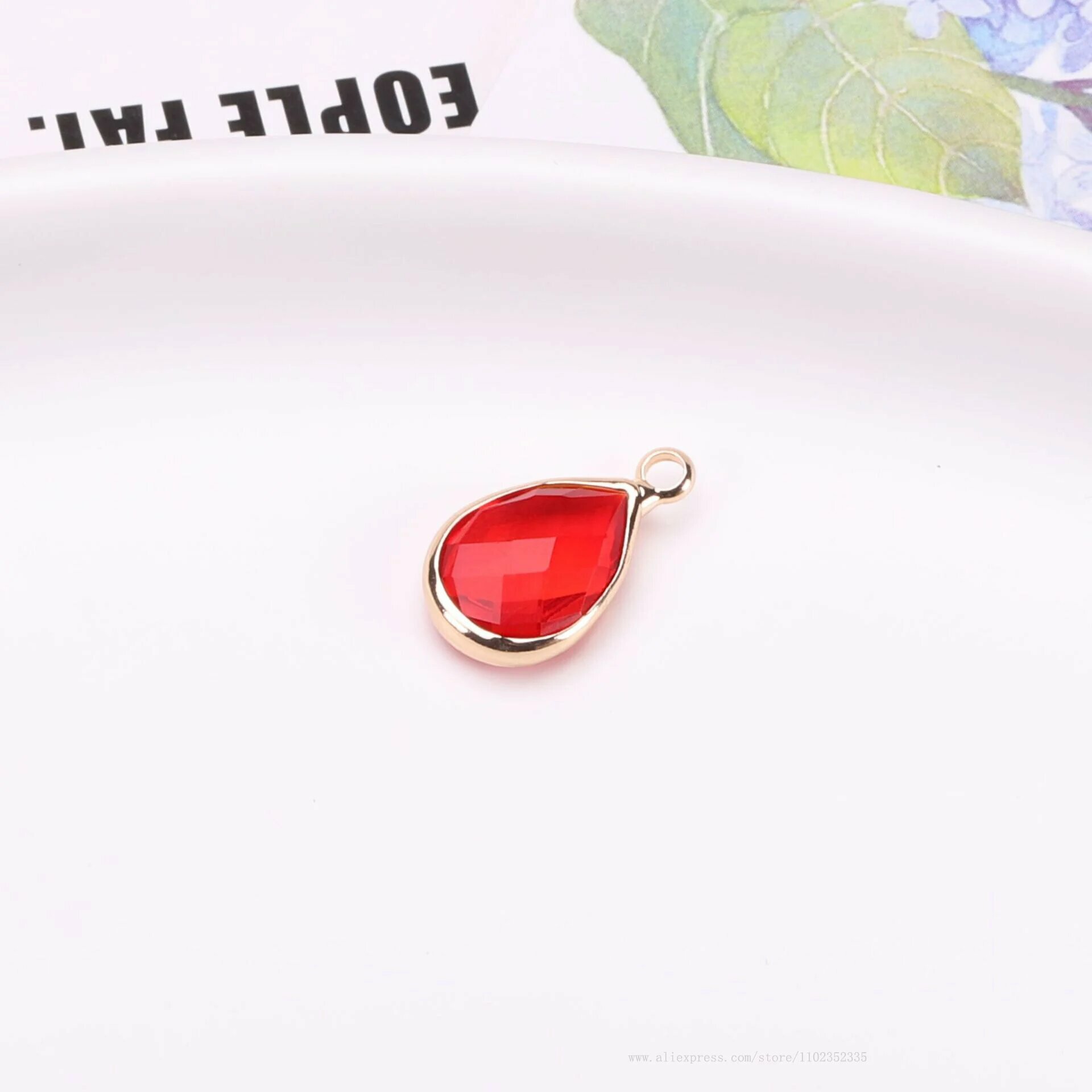 Подвеска капля красная, 8x12mm, Color 05