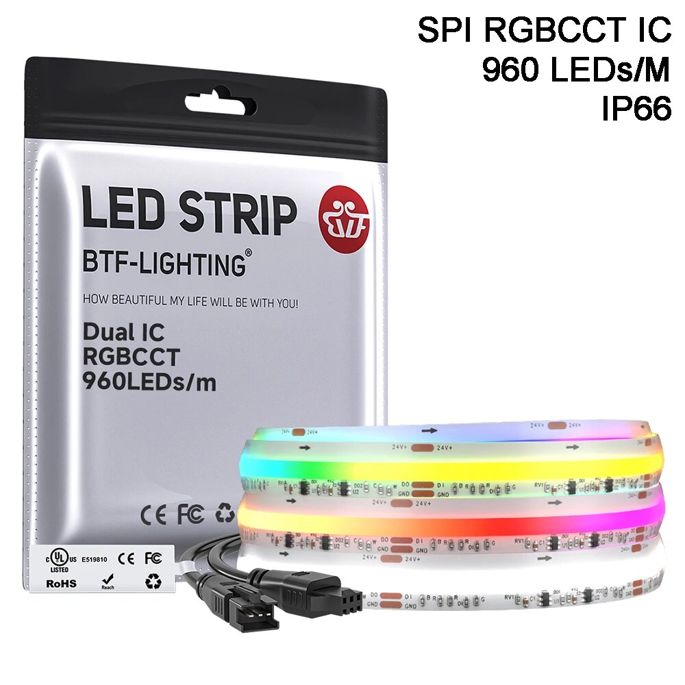 BTF-LIGHTING LED лента RGB CCT 960 LED/м, 3м, IP66