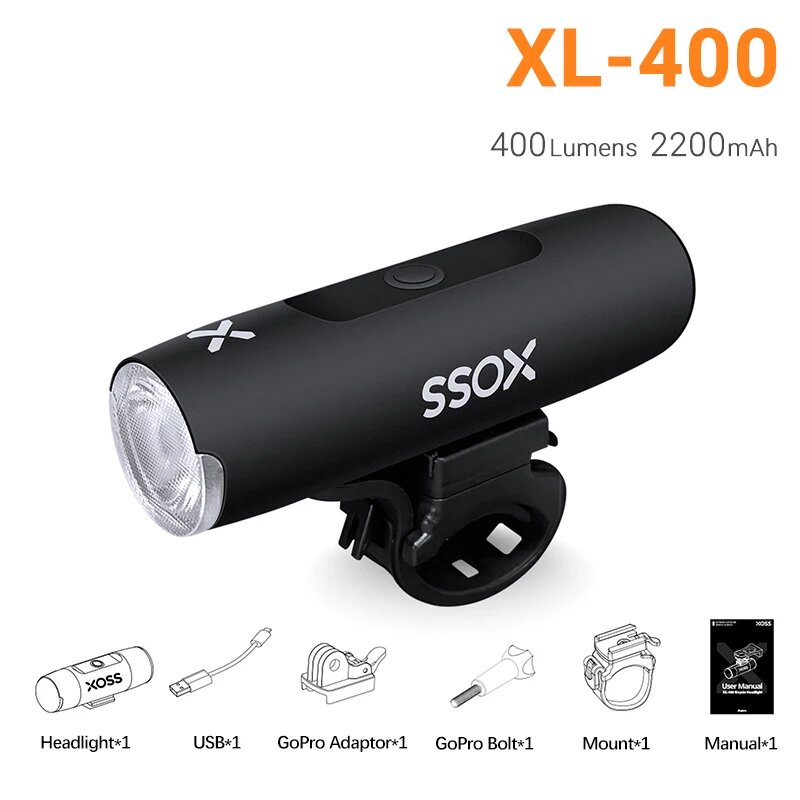Велофонарь XOSS XL-400, 400 Люмен, 2200mAh
