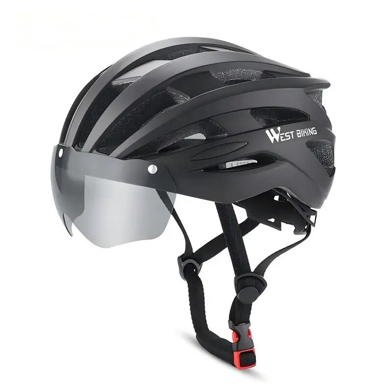 Велошлем West Biking Black, 62-65см, с магнитными очками