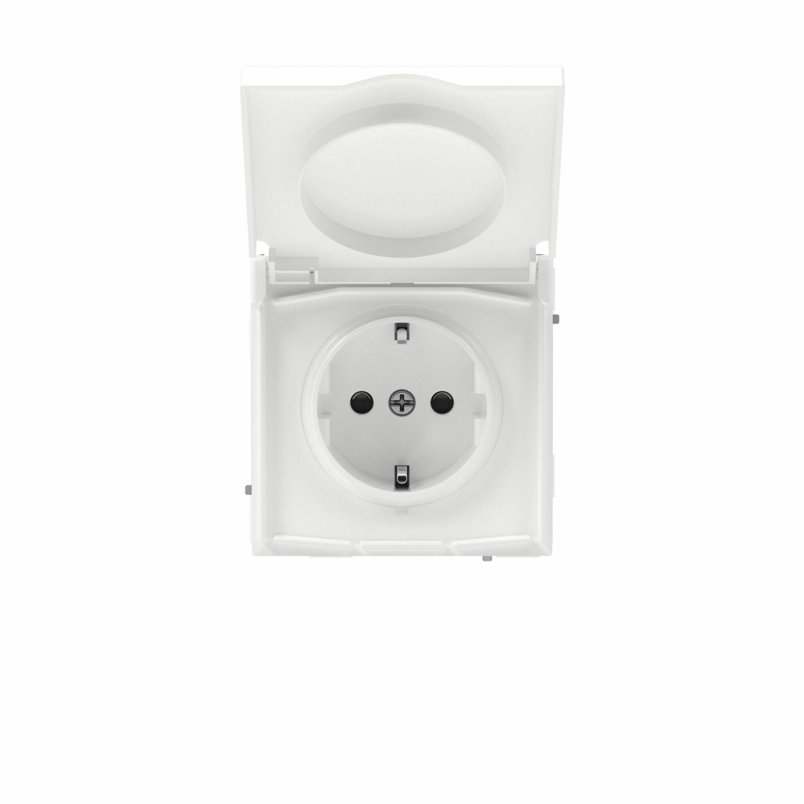 Розетка силовая, 2p+e, с защитной шторкой, с крышкой, ip44, kant, белая магнолия