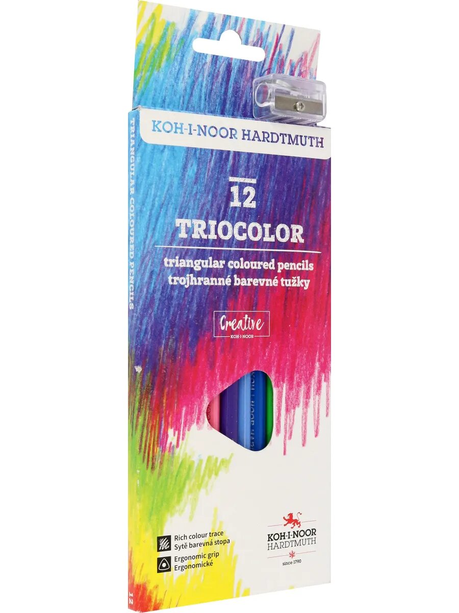Карандаши цветные Triocolor, 12 цветов, с точилкой