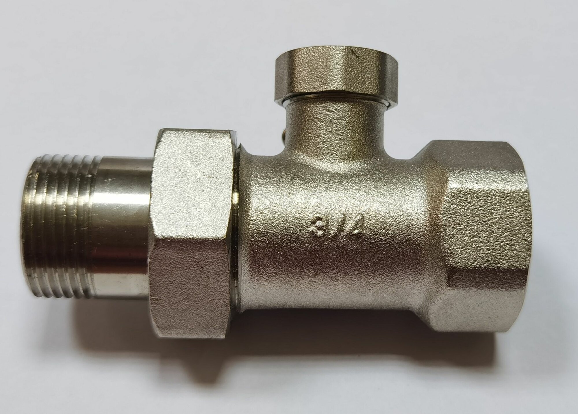 Клапан радиаторный, латунный, 3/4", прямой, запорный, серебристый