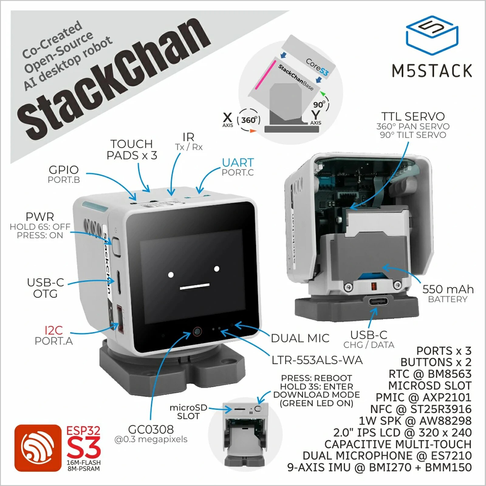 M5Stack StackChan робот, цвет StackChan — фото 1
