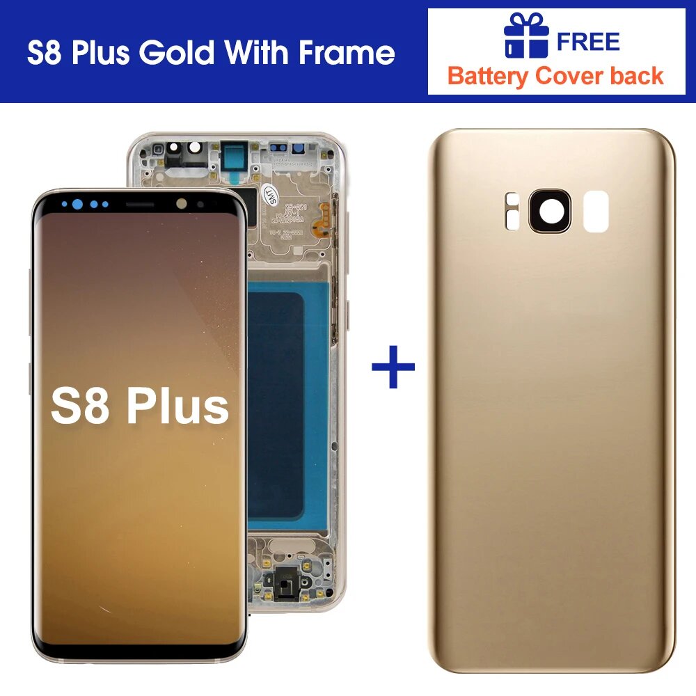 Новый OLED LCD-дисплей для Samsung Galaxy S8 Plus G955F G955FD, сенсорный экран S8P Gold Frame Cover