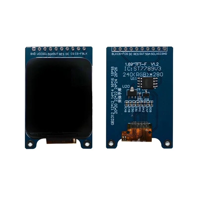 ЖК-дисплей 1.69 дюйма ST7789V синий/библиотека 10-pin Solder Pin