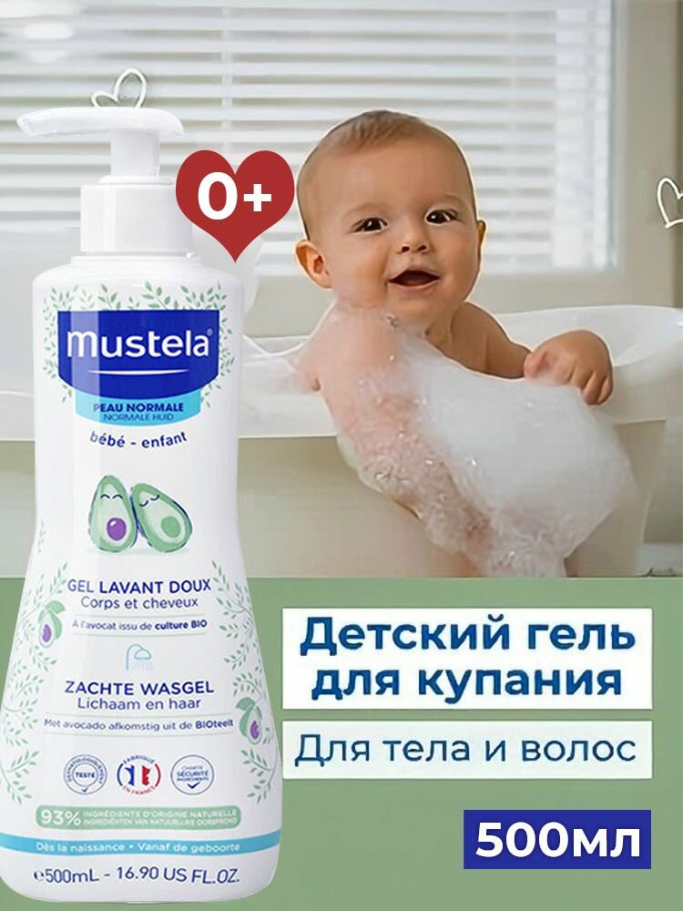 Гель для купания детский 2 в 1, 500 мл, для новорожденный 0+, Без слёз Гипоаллергенный детская косметика для купания шампунь и гель в одном гипоаллергенный без слез