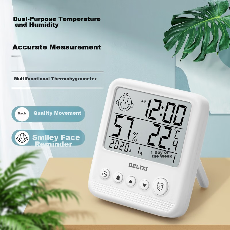 DELIXI Indoor Thermometer, External Electronic Temperature Meter, Precise Wall-Mounted Temperature And Humidity Meter for Baby Rooms And Greenhouses