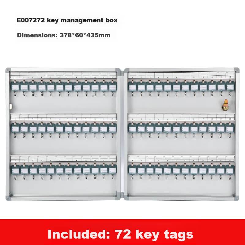 Jinlongxing 72-Slot Wall-Mounted Key Storage Box with Lock, Aluminum Alloy Key Cabinet Organizer, Includes Key Tags, E0072