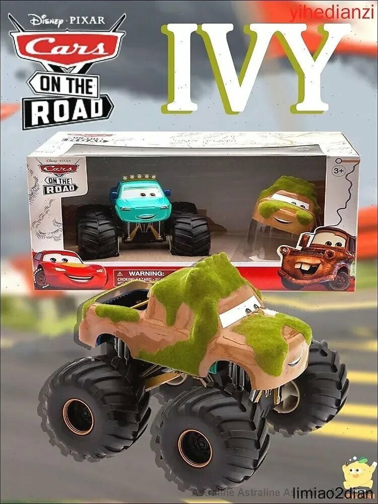 Дисней Disney Pixar Cars on The Road Ivy / Игрушка-монстр-трак, Отлитая Под Давлением, С Кузовом, Окрашенным В Огненный Цвет, Подходит Для Детей В Возрасте От 3 Лет И Старше.