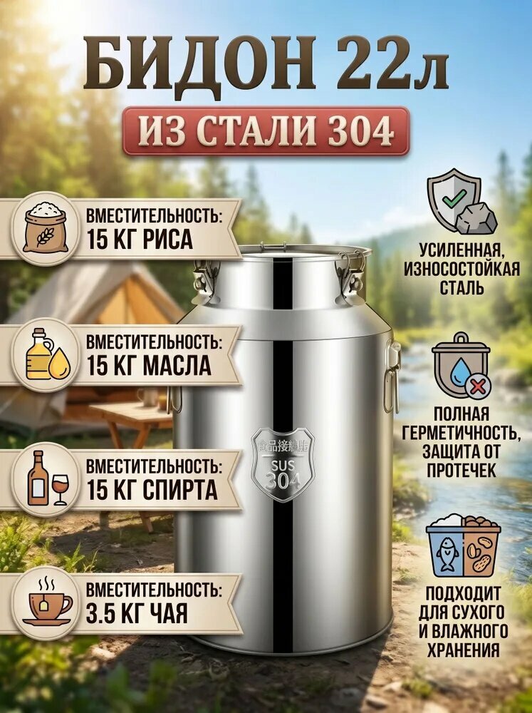 Бидон, Нержавеющая сталь, 20 л